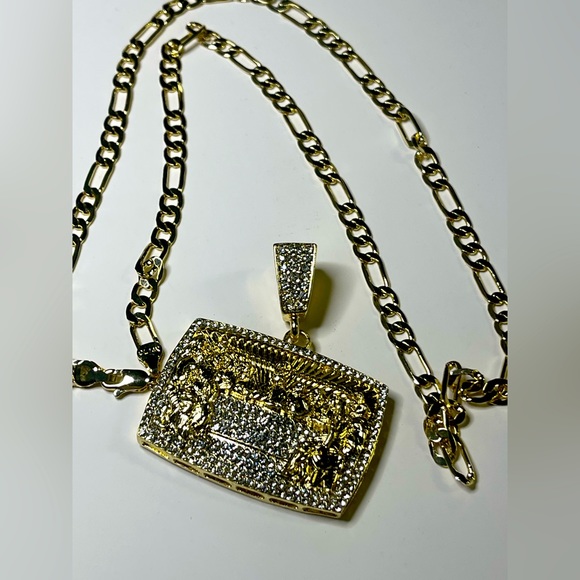 Jewelry | 24 Inch Chain With Last Supper Pendant 14k Gold Plated ...